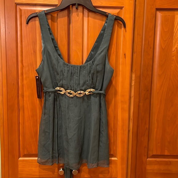 Context | Tops | Silk Emerald Green Top With Gold Beading | Poshmark